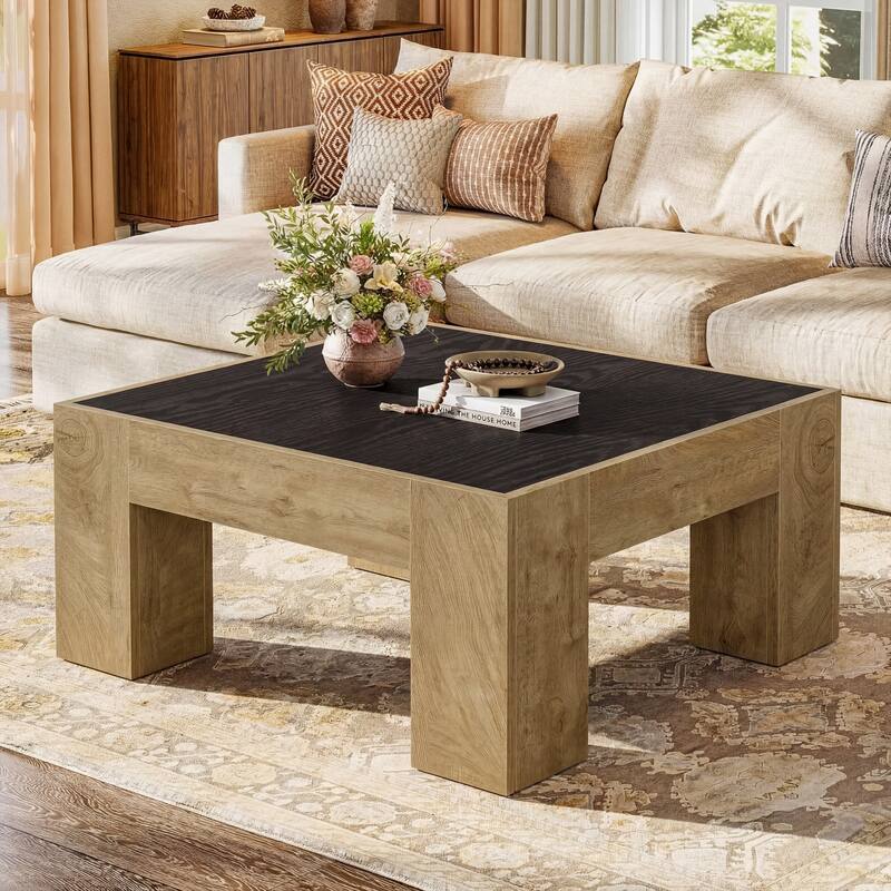 31.5" Small Square Coffee Table, Wooden Center Cocktail Tea Accent ...