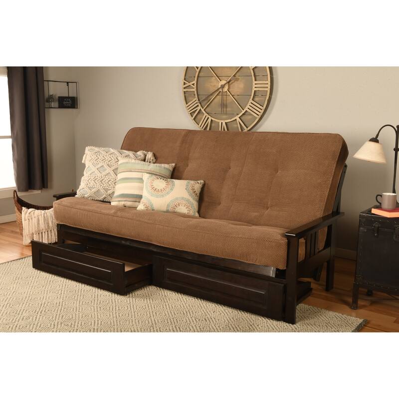 Somette Monterey Queen-size Storage Futon Set in Espresso Finish with ...