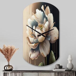 Designart - Cream White Flower - Floral Wall Clocks in Cylinder Shape ...