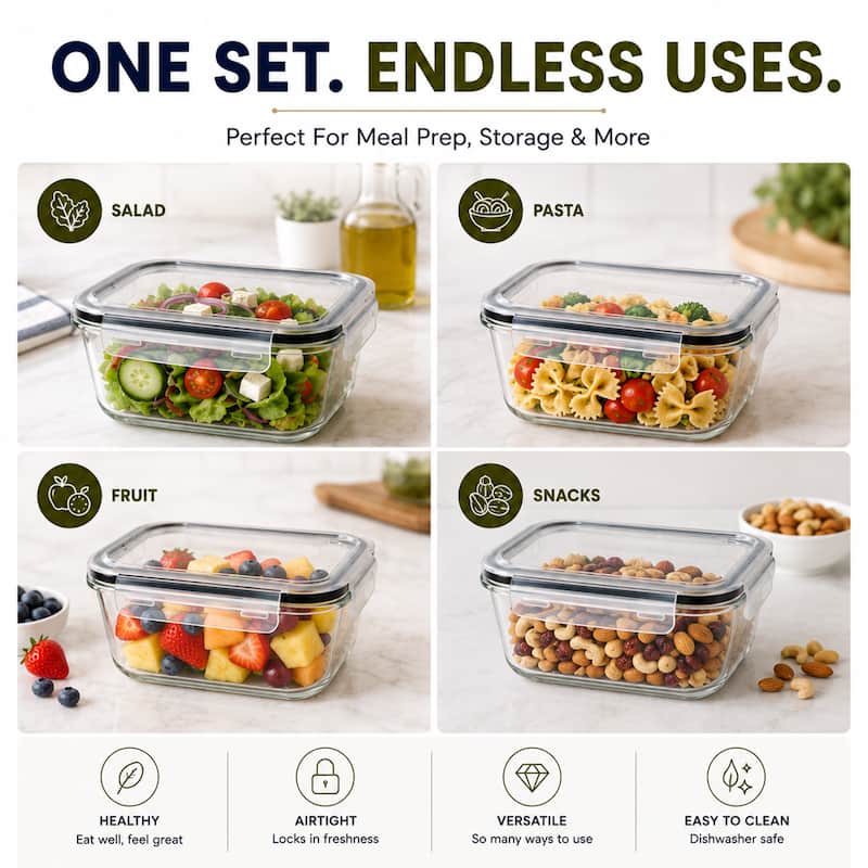 Sorbus Glass Food Storage Containers with Airtight Locking Lids ...