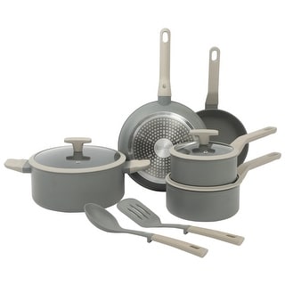 Oster Ambrose 10 Piece Forged Aluminum Premium PFA Free Ceramic Nonstick Cookware Set - Grey ...
