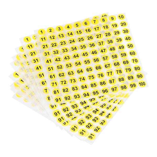 Number Sticker 1-100 Label Number Self Adhesive Yellow Black, Pack of ...