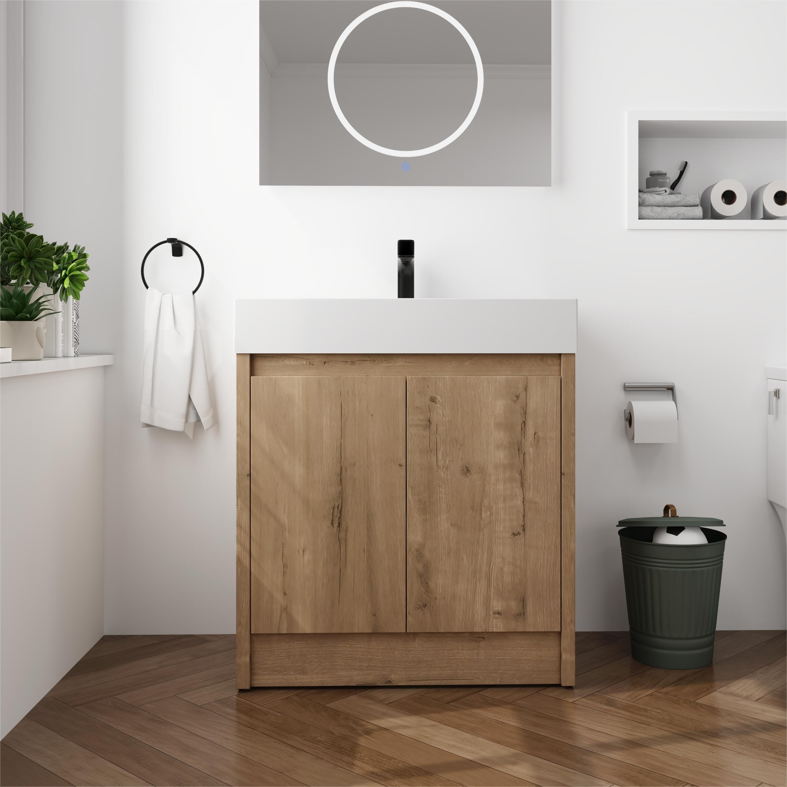 Bathroom Vanity Set with Built-in Power Socket with Under-mount Ceramic ...