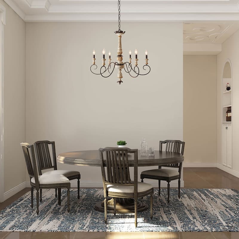 Urban Farmhouse 6-Light Chandelier Curve Arm French Country Rustic ...