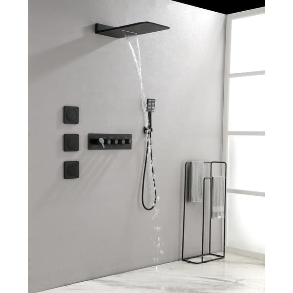 Wall Mounted Waterfall Rain Shower System With 3 Body Sprays and ...