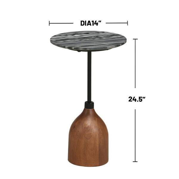 Round Faux Marble Top Side Table in Black and Brown - Bed Bath & Beyond ...