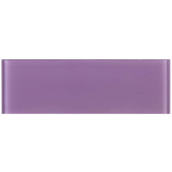 TileGen. 4" x 12" Glass Subway Tile in Purple Wall Tile (30 tiles ...