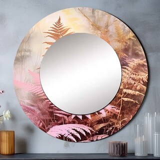 Designart "Pink Brown Fern Fonds" Floral Living Room Mirror - Pink ...