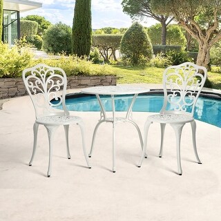 3-Piece Aluminum Outdoor Patio Butterfly Table and Chairs with Umbrella ...