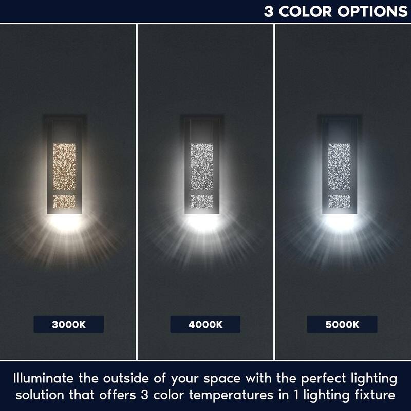 Luxrite Modern LED Outdoor Wall Light, Seeded Bubble Glass, 3CCT 3000K ...