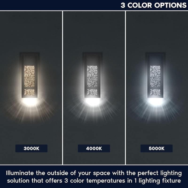 Luxrite Modern LED Outdoor Wall Light, Seeded Bubble Glass, 3CCT 3000K ... Luxrite Modern LED Outdoor Wall Light, Seeded Bubble Glass, 3CCT 3000K ...