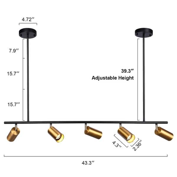 5-Light Modern Farmhouse Linear Swivel Track Lighting Spotlight for ...