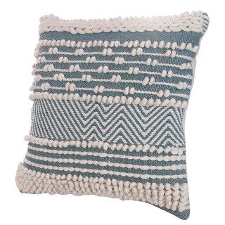 18 x 18 Handcrafted Cotton Accent Throw Pillows, Wavy Woven Pattern ...