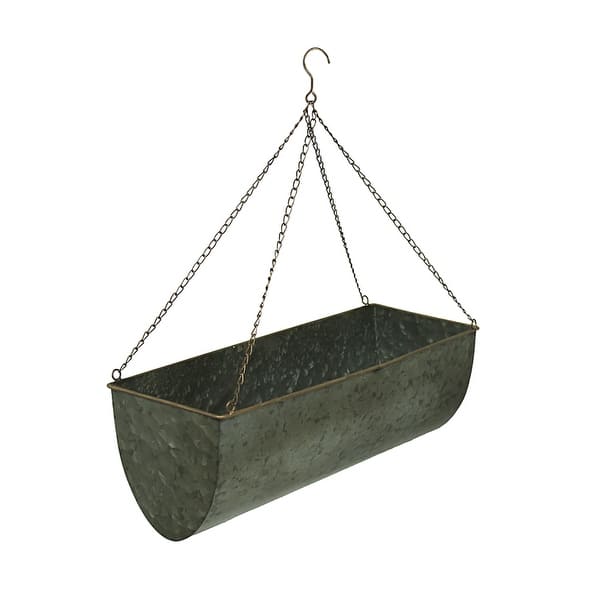 Zeckos Galvanized Metal Hanging Trough Planters (Set Of 2) - 7 X 20 X 8 ...