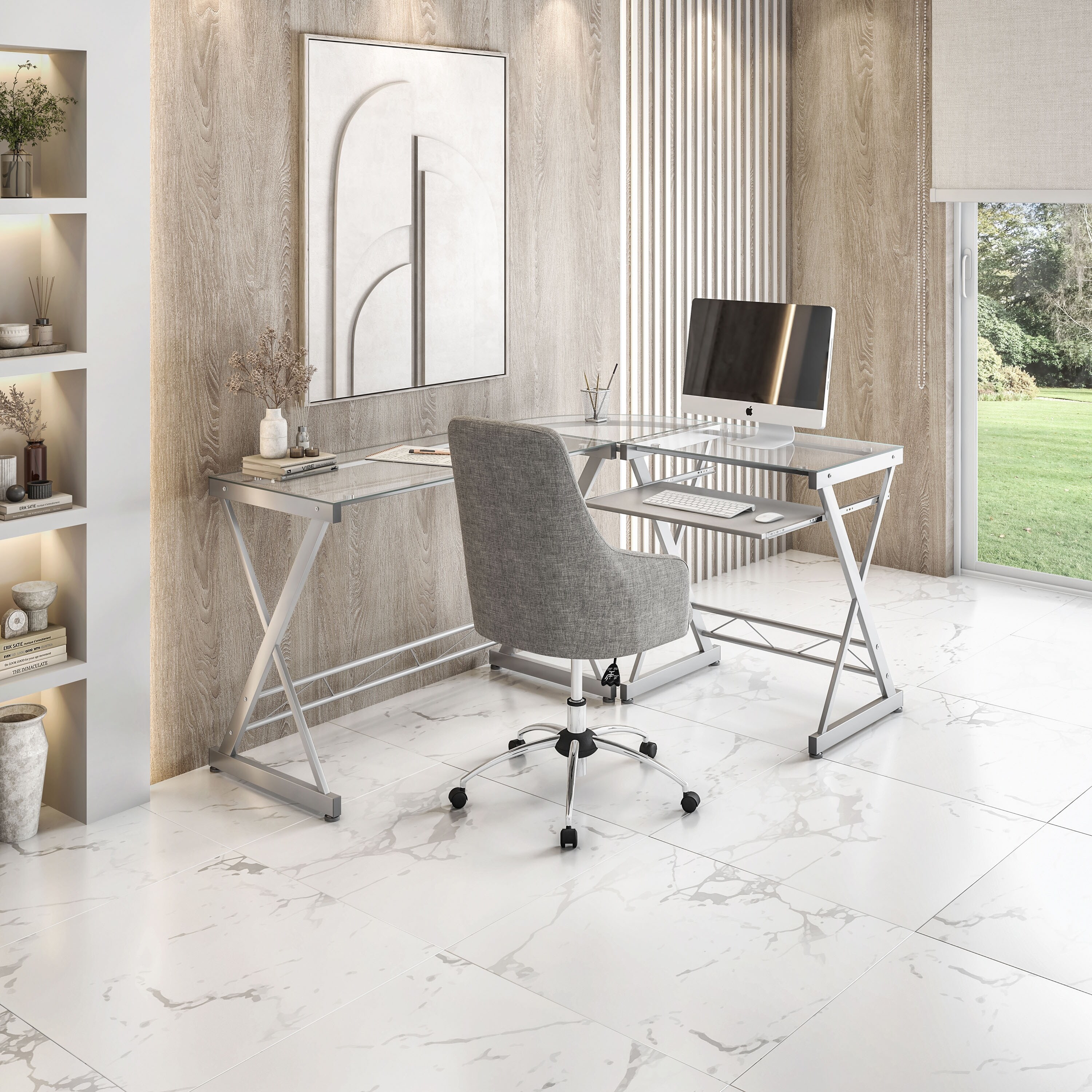 White Glass Desks Bed Bath Beyond