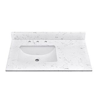 Vanityfair 36 Inch Engineered Marble Vanity Top with Left Sink - Bed ...