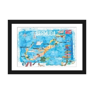 iCanvas "Bermuda Island Travel Poster Favorite Tourist Map Highlights ...