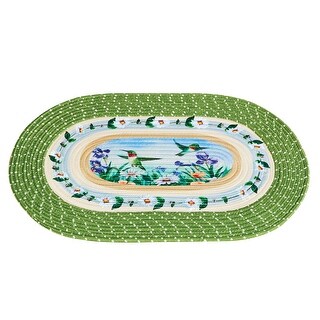 Floral Hummingbirds Print Braided Oval Accent Rug - 30" x 20" - Bed ...