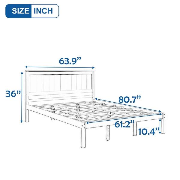 Rasoo Optimum Queen Platform Bed with Wood Headboard&Under-bed Storage ...