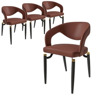 Entice Dining Chairs Set of 4 Upholstered Leather with Iron Legs Modern ...