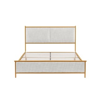 Metal Platform Full Bed Frame Solid Wood Ribs Slat Support, Light Gray ...