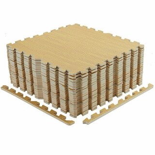 Premium Wood Grain Interlocking Foam Floor Mats - 23 x 23 - Bed Bath ...