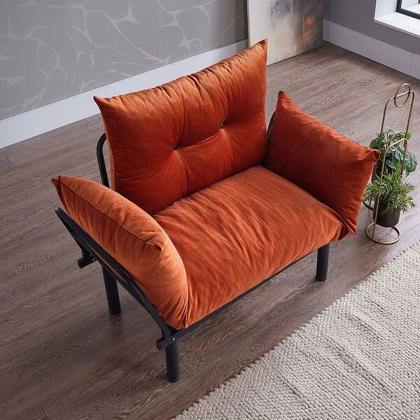 Mojay Futon Love Seat，Metal frames，2 Seater Plush Chenille Upholstered ...