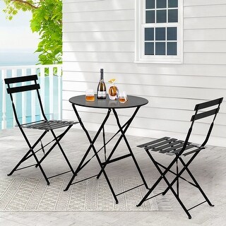 Outdoor 3-Pc Bistro Set, Patio Dining Set, Foldable, Stainless Steel ...