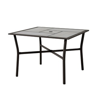 Poli 40 Inch Outdoor Square Dining Table, Gray Ceramic Steel Frame ...