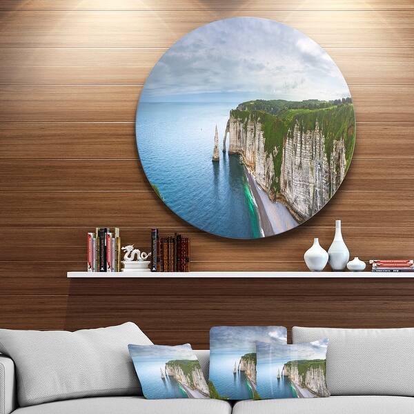 Designart 'Etretat Aval Cliff and Rocks' Beach Large Disc Metal Wall ...