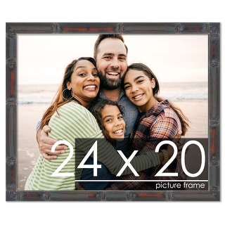 24x20 Bamboo Walnut Complete Wood Picture Frame with UV Acrylic, Foam ...