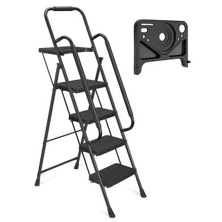 4 Step Ladder with Handrails,4 Step Stool Folding Step Ladder with Tool ...