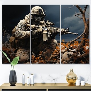 Designart "Army Precision Marksmanship III" Army Canvas Prints Set ...
