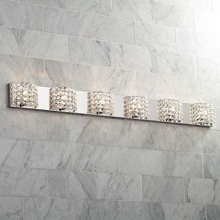 Modern Wall Light Chrome Hardwired 6-Light Fixture Clear Crystal - 54 ...