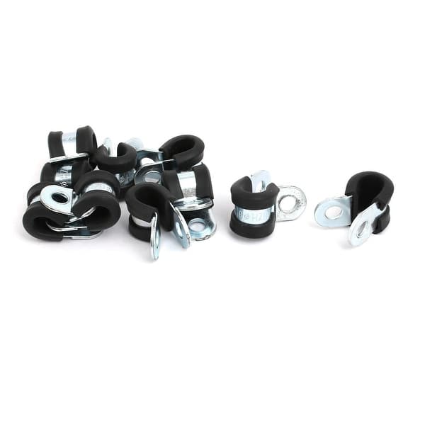 8mm Dia EPDM Lined R Shaped Zinc Plated Pipe Clip Cable Clamp 10pcs ...