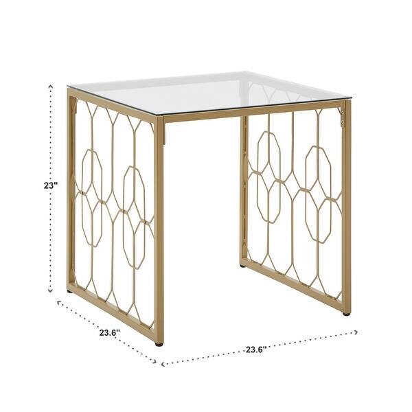 Elle Octagon Pattern Gold Metal and Glass Table by iNSPIRE Q Bold - Bed ...