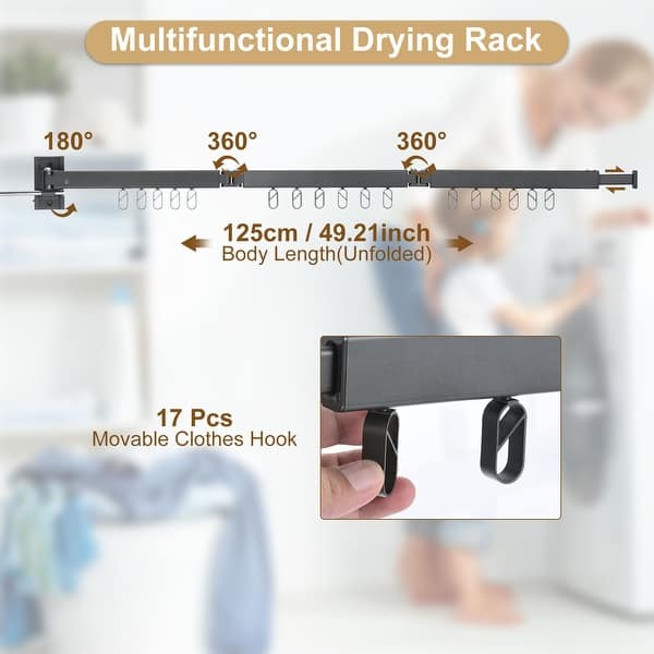 Wall Mounted Clothes Hangers Foldable Clothing Drying Racks Tri-Fold ...