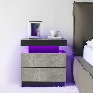 Nightstand LED Bedside Table LED Cabinet LED Lights Modern End Side ...