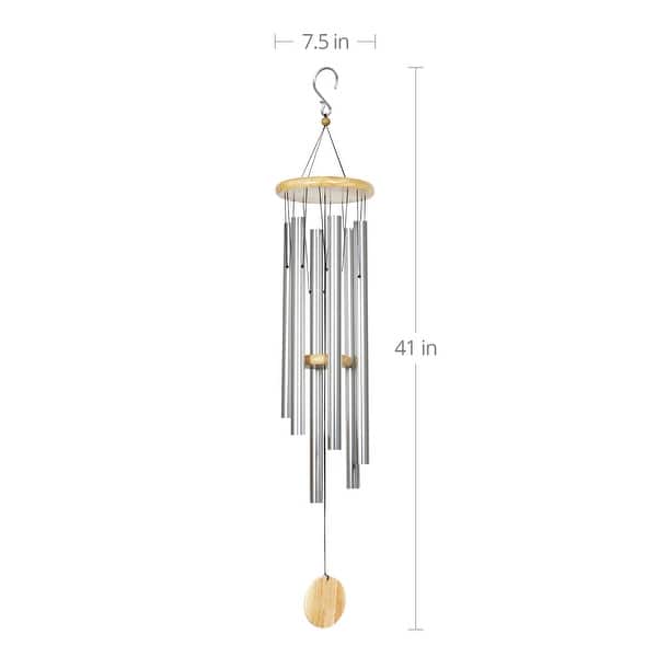 Exhart, Hand Tuned Metal Chime with Natural Wood Top and Charm, 41 Inch ...