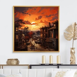 Designart "Village Harlem Horizons At Sunset" Harlem Renaissance Framed ...