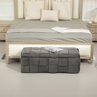 Storage Ottoman,Bedroom End Bench,Upholstered Fabric Storage Ottoman ...