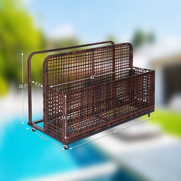 Patio Wicker Poolside Float Storage Organizer with Compartment and ...