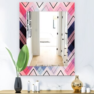 Designart 'Geometric Chevron In Blue and Pink' Modern Mirror - Printed ...