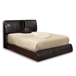Furniture of America Ambo Padded Leatherette Platform Bed with Built-in ...