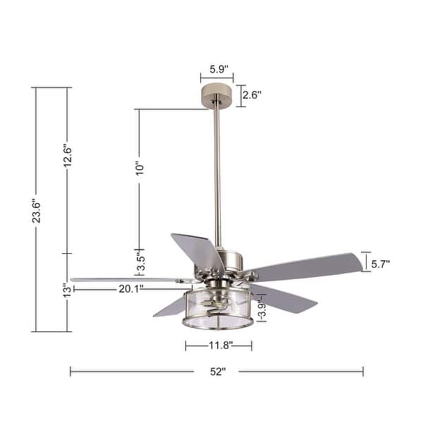52-Inch Modern 5-Blade Ceiling Fan with Light Kit and Remote Included ...