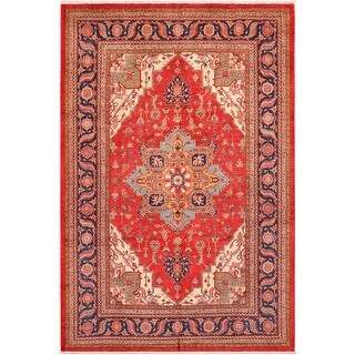 Super kazak Greg Red Blue Wool Rug - 8'2 x 10'2 - 8'2" x 10'2" - Bed ...