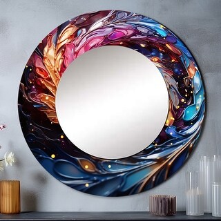 Designart "A Colorful Swirly Swirl" Abstract Spirals Round Mirror ...
