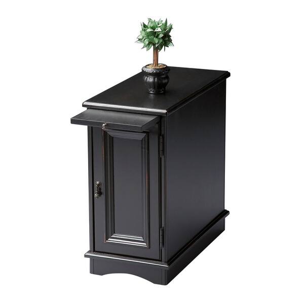 Transitional Wooden Rectangular Chairside Chest in Black Licorice ...
