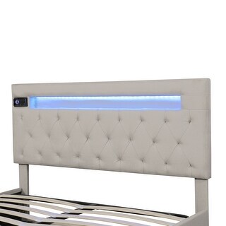 Queen Size Storage Platform Bed with Bluetooth Audio, LED Light - Bed ...