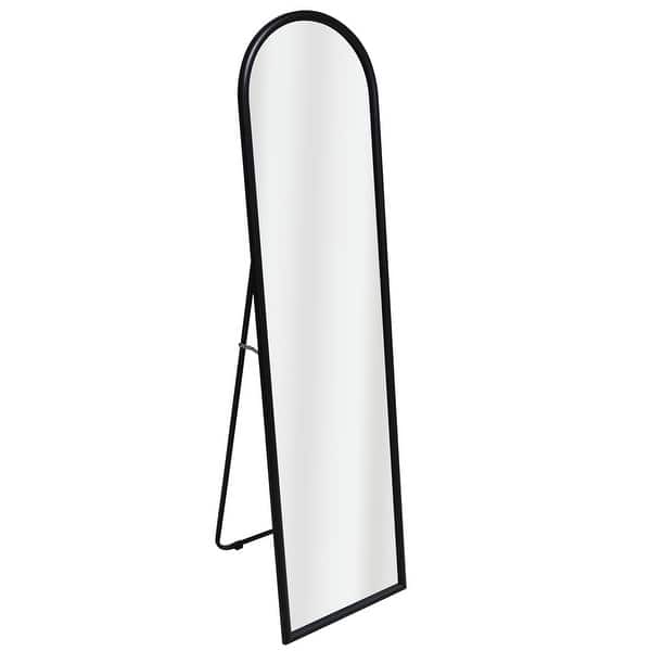 16x59 Framed Black Arched Mirror with Stand - Full Body Mirror for ...